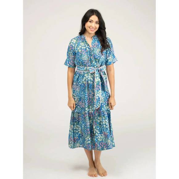 Beau & Ro | Dresses | New Beau Ro The Jane Maxi Dress In Tiny Blue ...